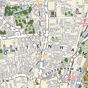 Haringey (london Borough) Illustrated Map Giclee Print - Etsy