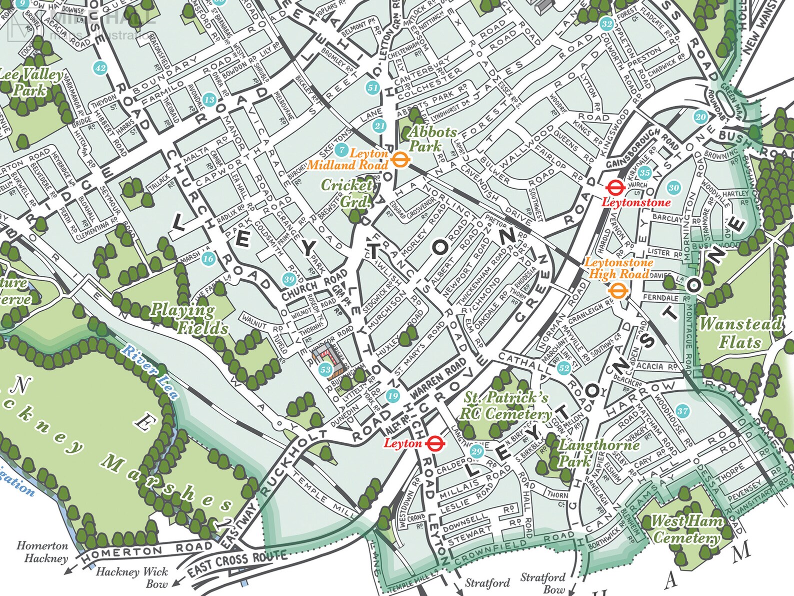 Waltham Forest (london Borough) Illustrated Map Giclee Print - Etsy