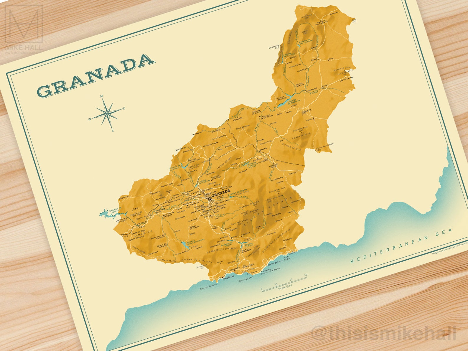 Granada (spanish Province) Retro Map Giclee Print - Etsy