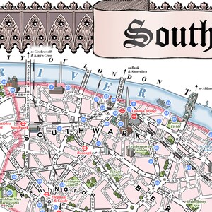 Southwark (london Borough) Illustrated Map Giclee Print - Etsy