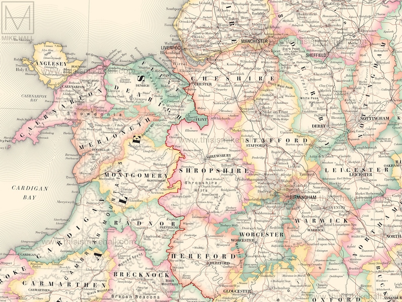 England and Wales historic Counties Map Giclee Print - Etsy
