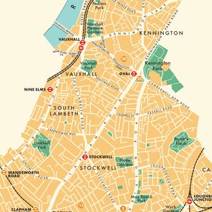 Lambeth (london Borough) Retro Map Giclee Print - Etsy