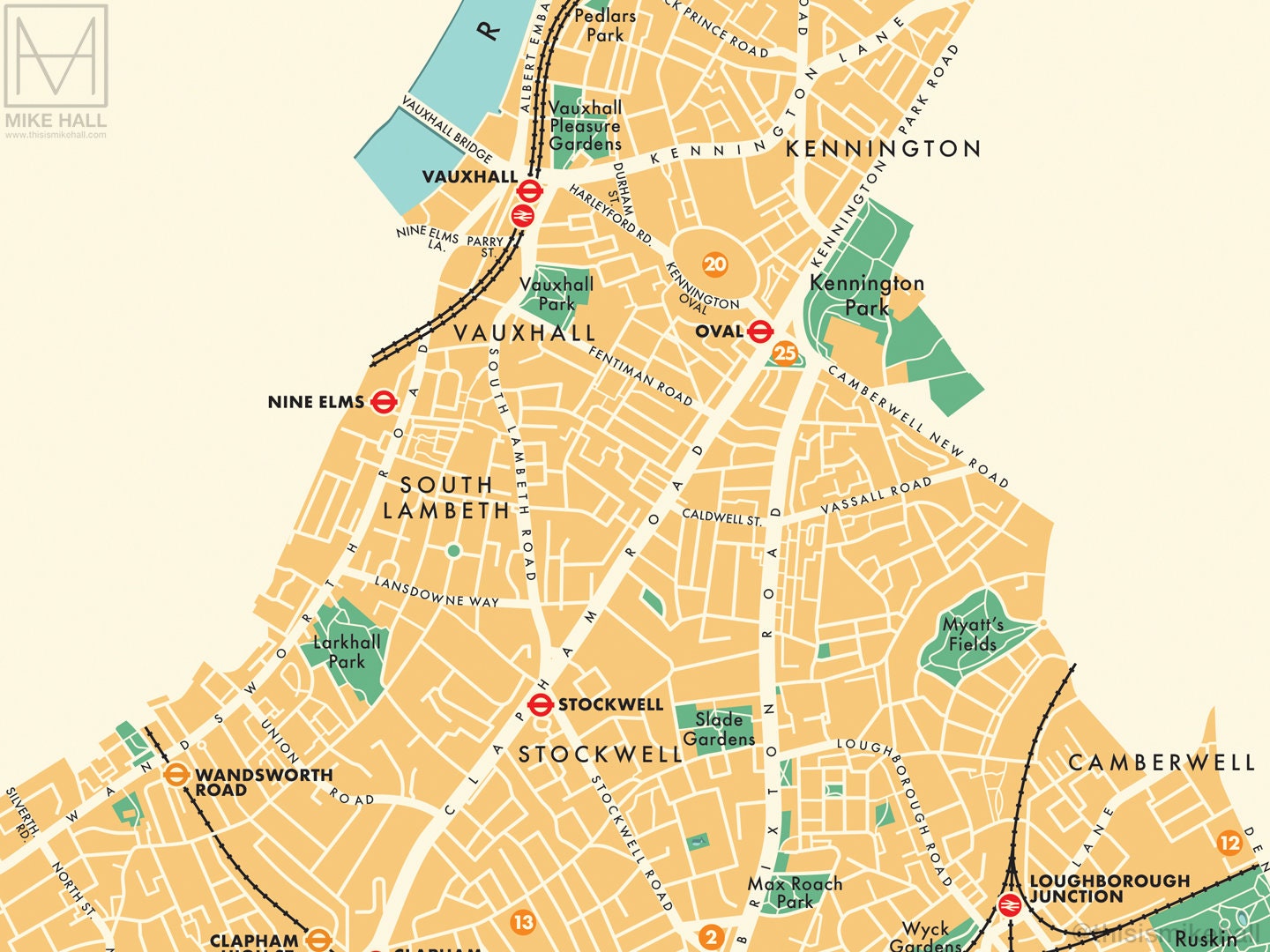 Lambeth london Borough Retro Map Giclee Print - Etsy