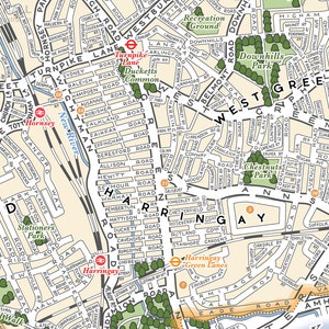 Haringey (london Borough) Illustrated Map Giclee Print - Etsy