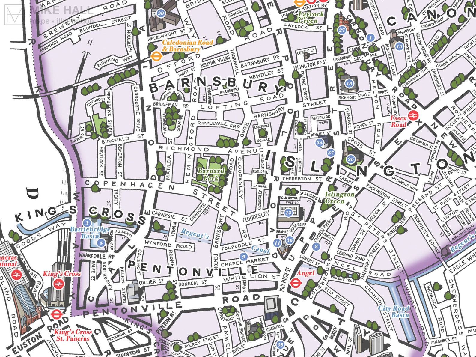 Islington (london Borough) Illustrated Map Giclee Print - Etsy