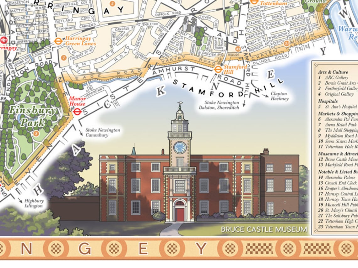 Haringey london Borough Illustrated Map Giclee Print - Etsy UK