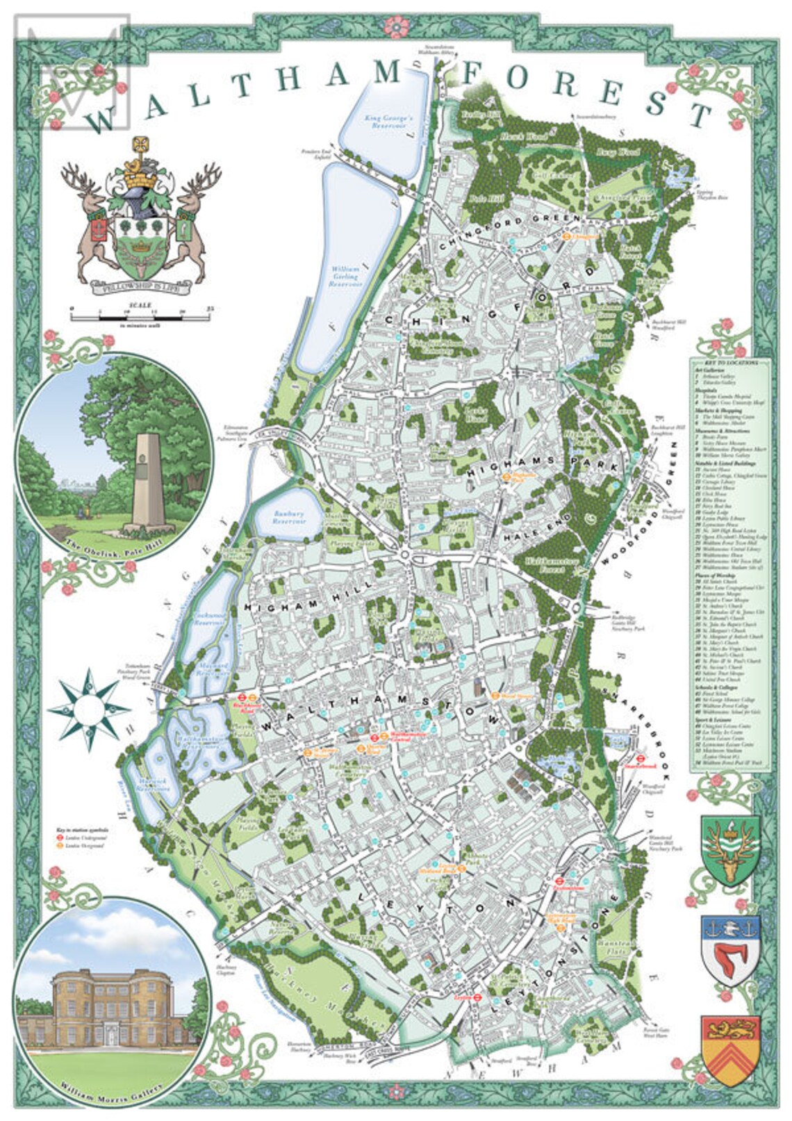Waltham Forest london Borough Illustrated Map Giclee Print - Etsy