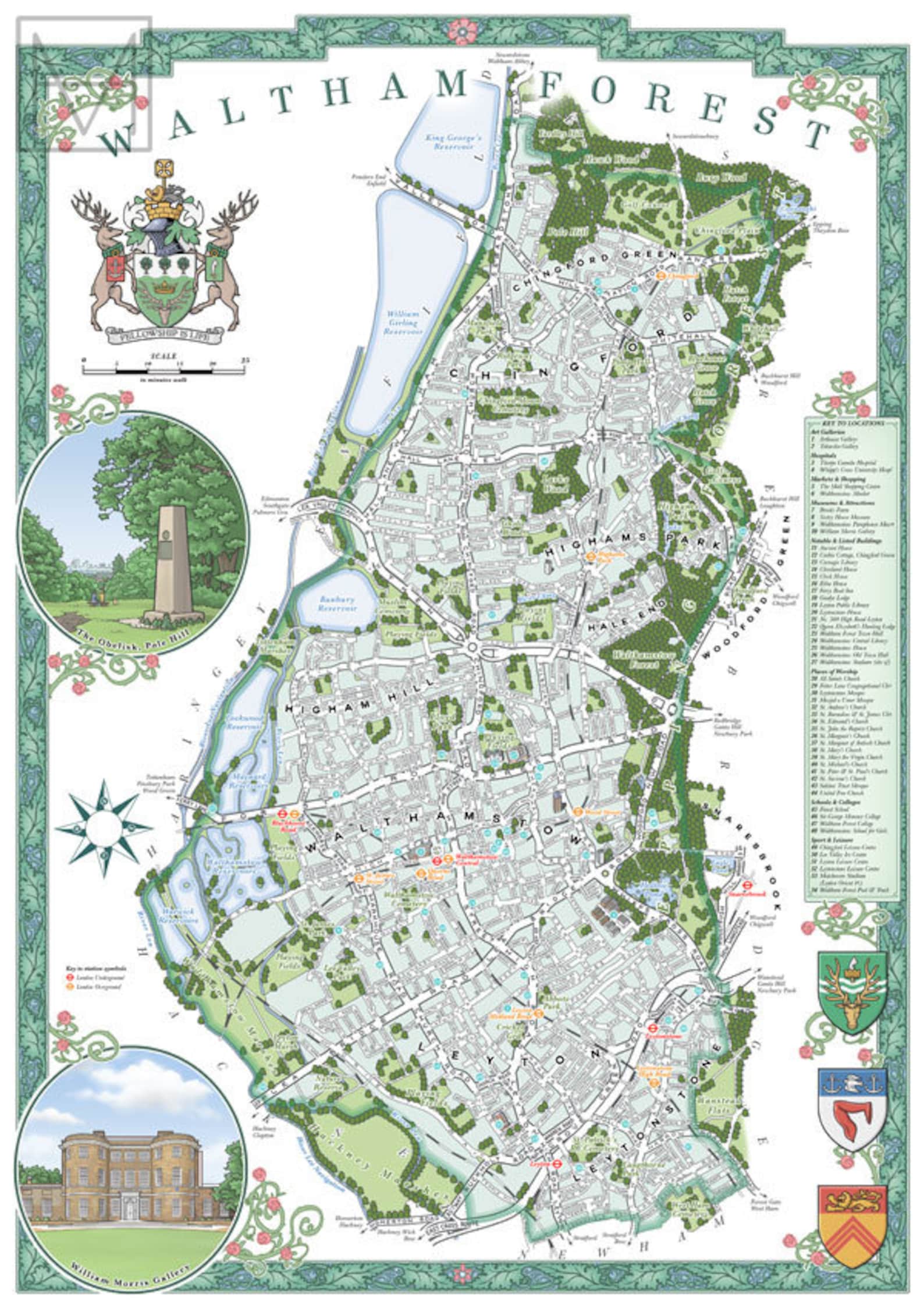 Waltham Forest london Borough Illustrated Map Giclee Print - Etsy
