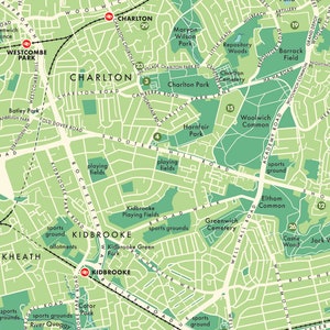 Greenwich (london Borough) Retro Map Giclee Print - Etsy