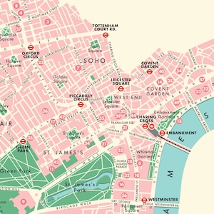 Westminster london Borough Retro Map Giclee Print | Etsy