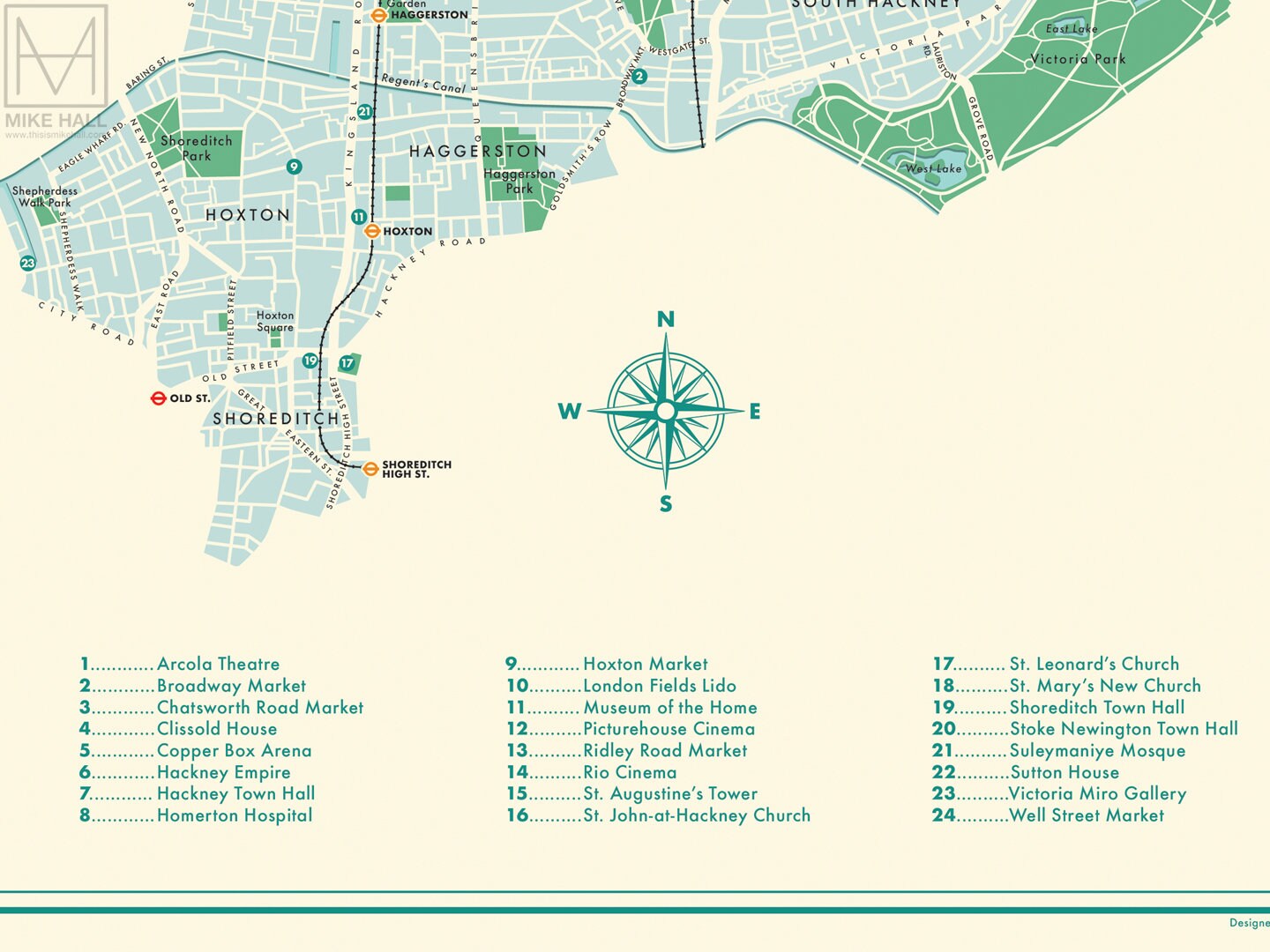 Hackney (london Borough) Retro Map Giclee Print - Etsy