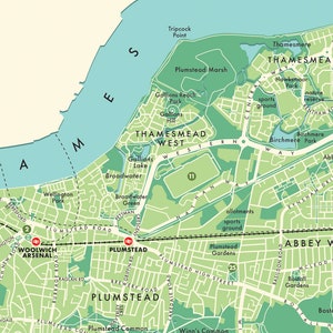Greenwich (london Borough) Retro Map Giclee Print - Etsy