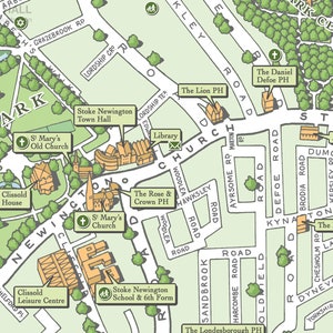Stoke Newington (N16) Illustrated Map Giclee Print - Etsy