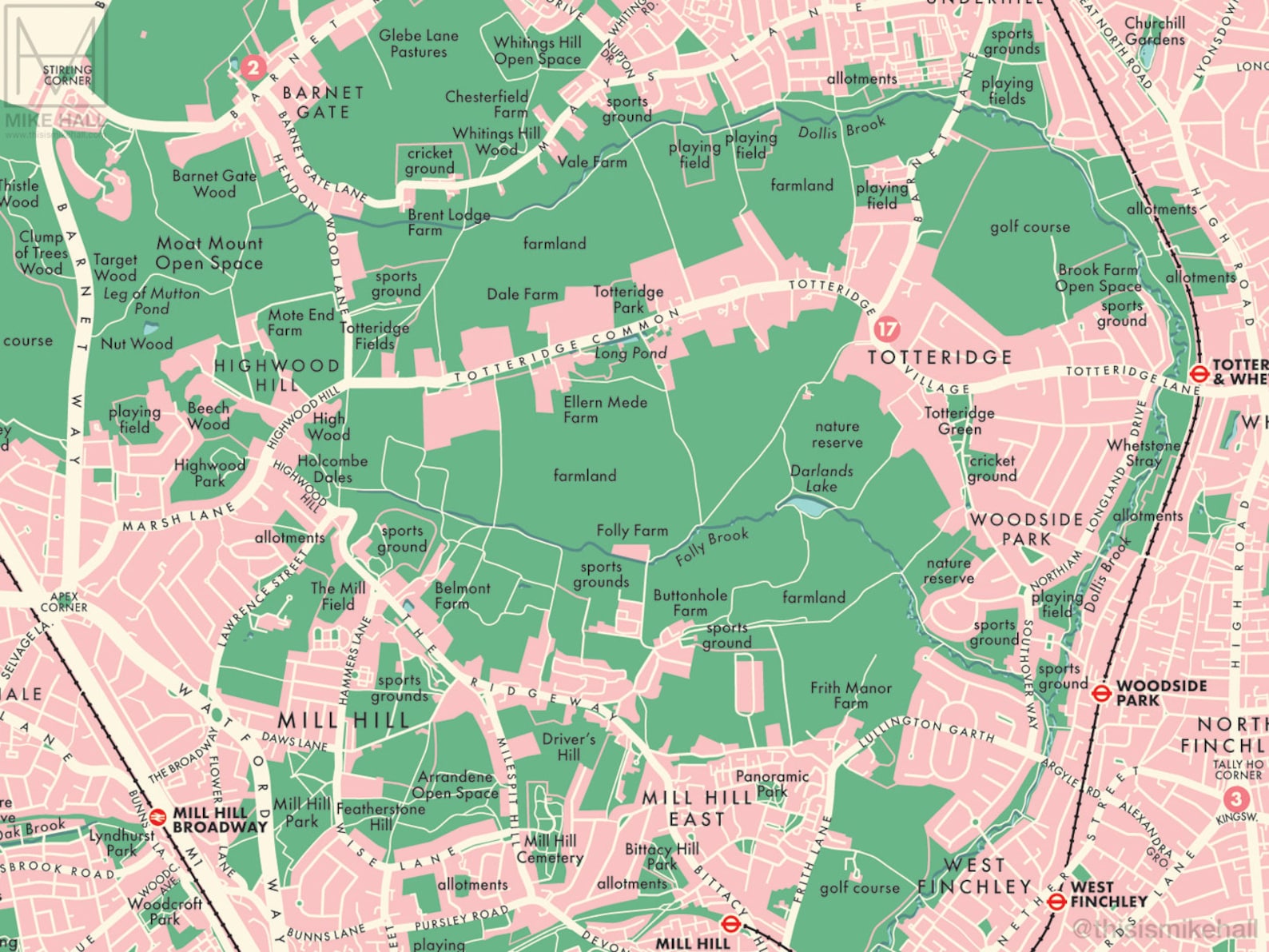 Barnet london Borough Retro Map Giclee Print - Etsy