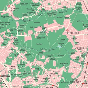 Barnet (london Borough) Retro Map Giclee Print - Etsy