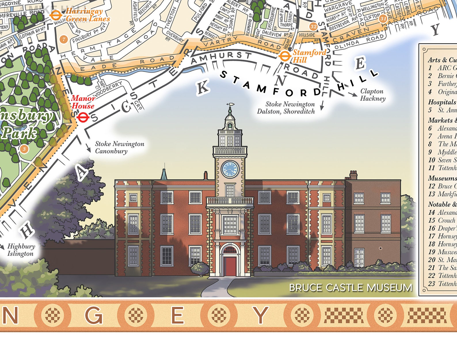 Haringey (london Borough) Illustrated Map Giclee Print - Etsy