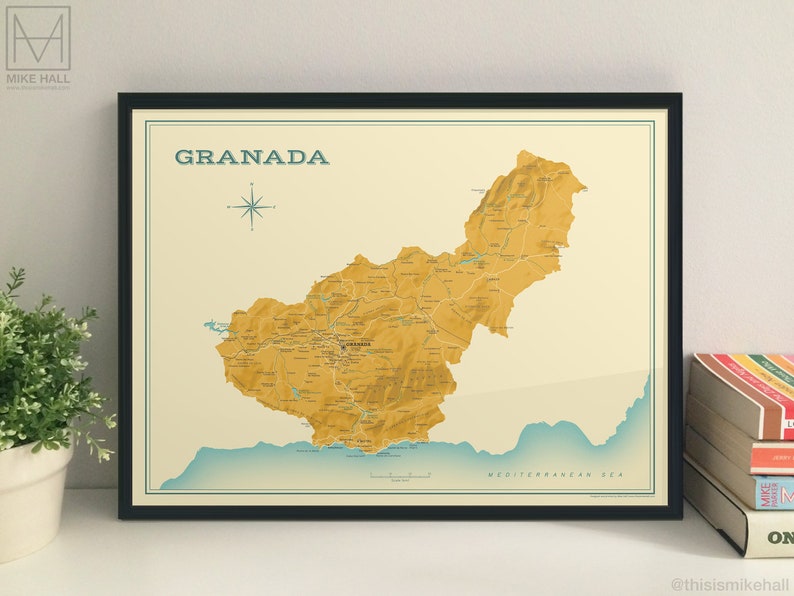 Granada (spanish Province) Retro Map Giclee Print - Etsy UK