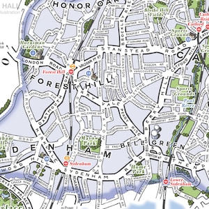 Lewisham (london Borough) Illustrated Map Giclee Print - Etsy