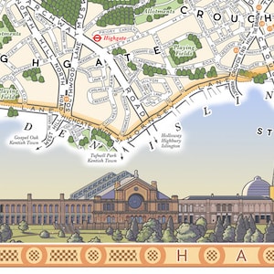 Haringey london Borough Illustrated Map Giclee Print - Etsy