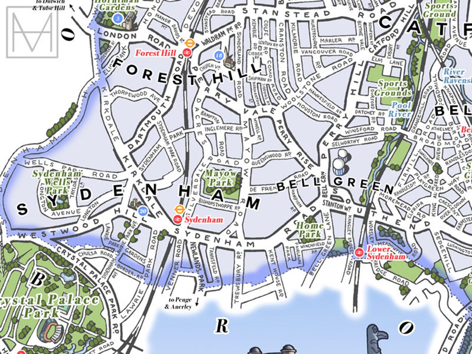Lewisham london Borough Illustrated Map Giclee Print | Etsy