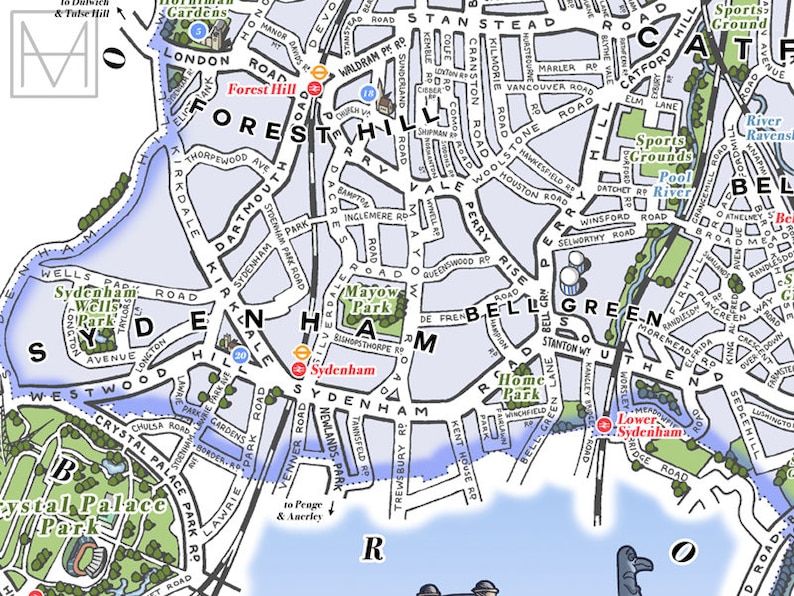 Lewisham london Borough Illustrated Map Giclee Print - Etsy