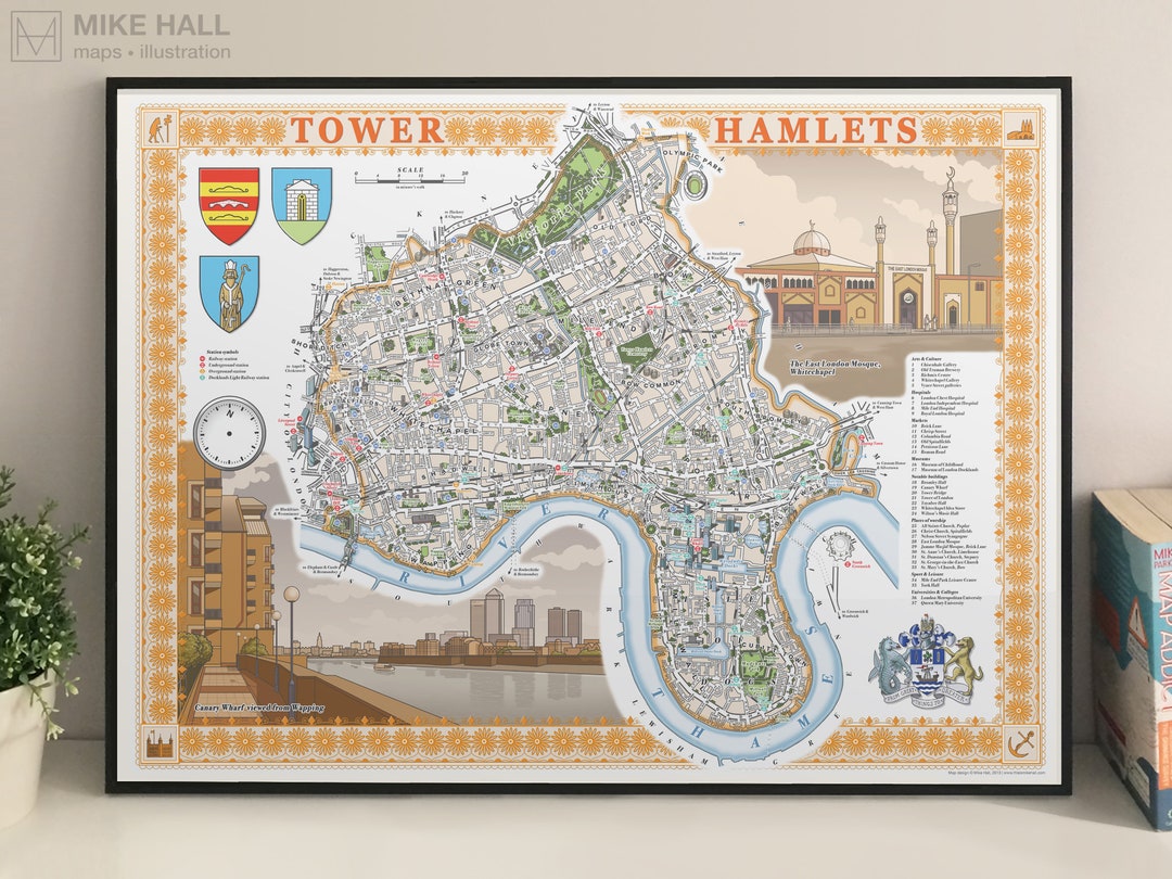 Tower Hamlets (london Borough) Illustrated Map Giclee Print - Etsy