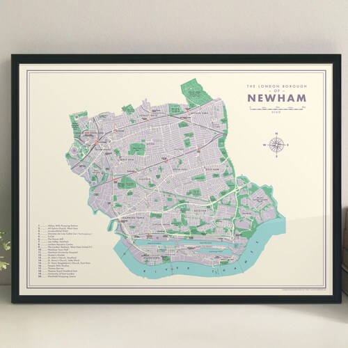 Newham london Borough Retro Map Giclee Print | Etsy