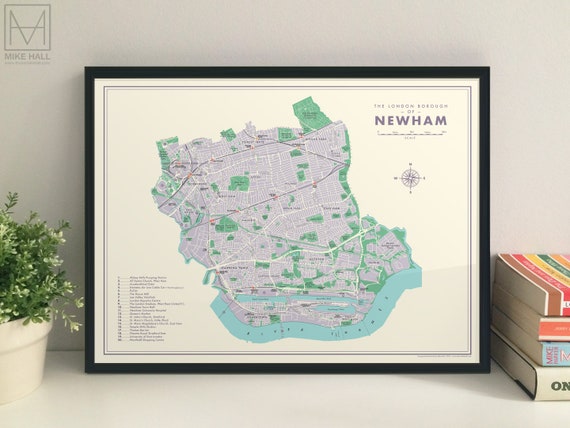 Newham london Borough Retro Map Giclee Print | Etsy