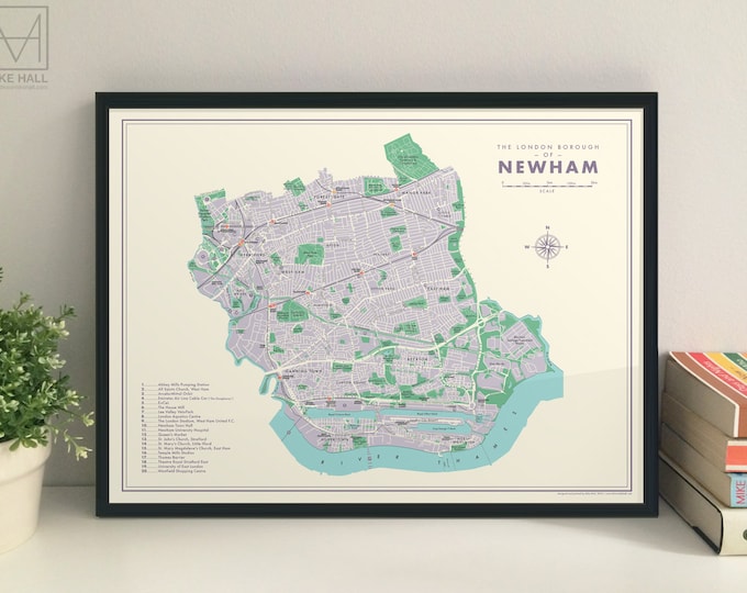 Newham london Borough Retro Map Giclee Print - Etsy