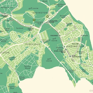 Croydon (london Borough) Retro Map Giclee Print - Etsy