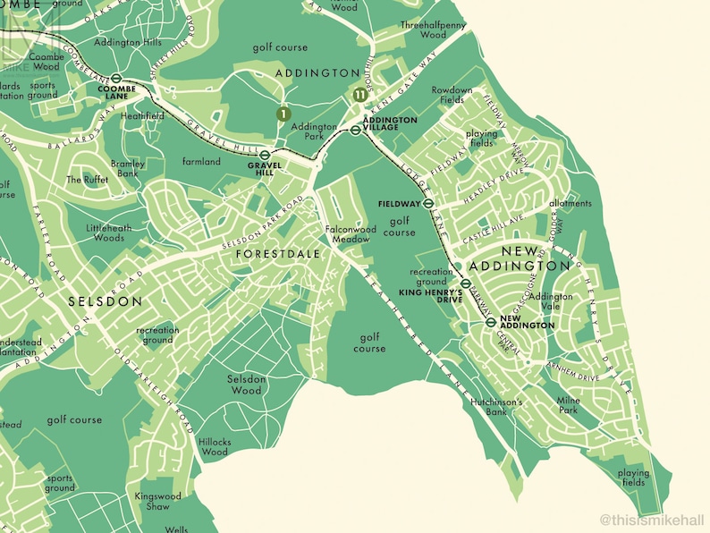 Croydon london Borough Retro Map Giclee Print - Etsy