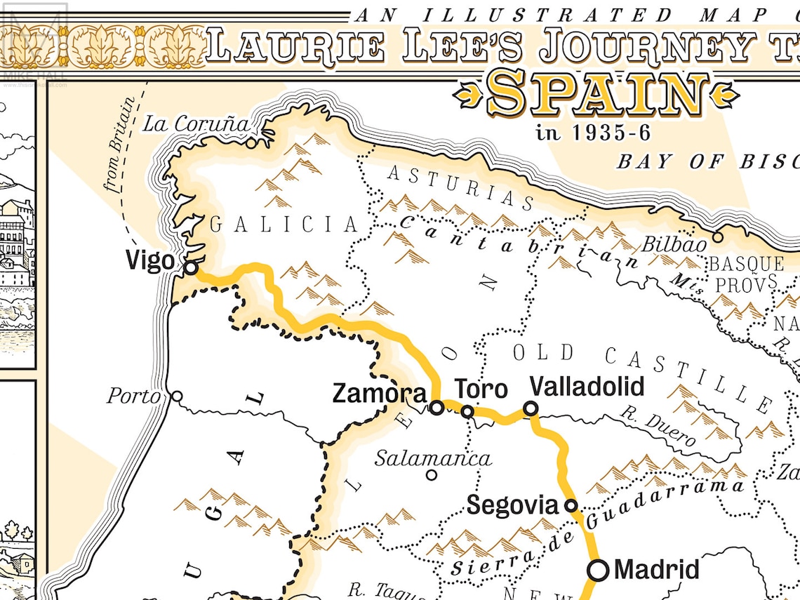 An Illustrated Map of Laurie Lee's Journey Through Spain in 1935-36 ...