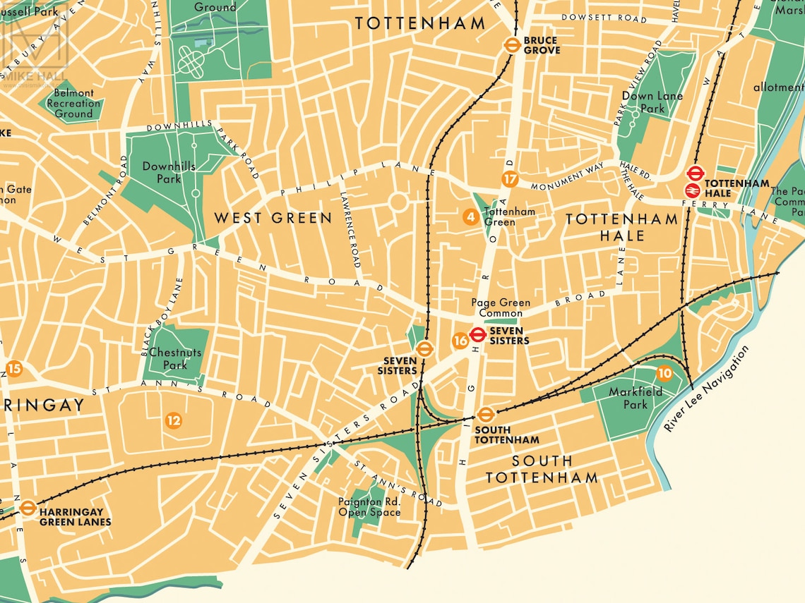 Haringey london Borough Retro Map Giclee Print - Etsy UK