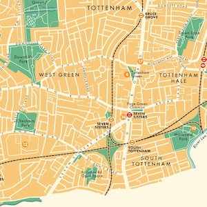 Haringey London Borough retro map giclee print | Etsy
