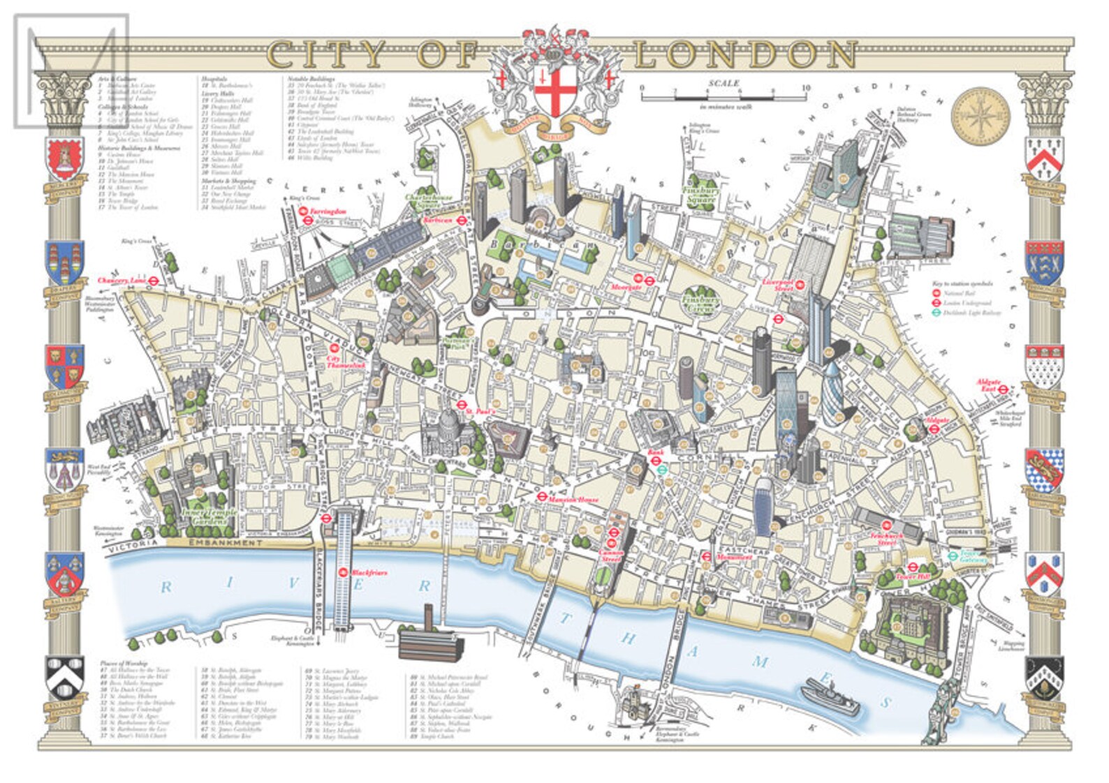 City of London Illustrated Map Giclee Print - Etsy
