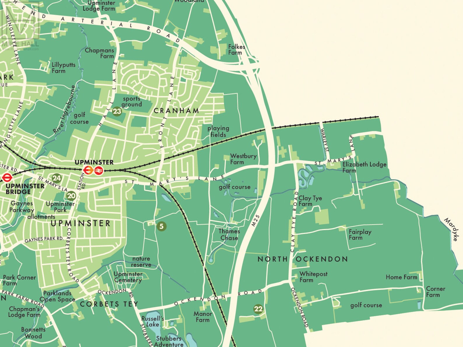 Havering london Borough Retro Map Giclee Print - Etsy