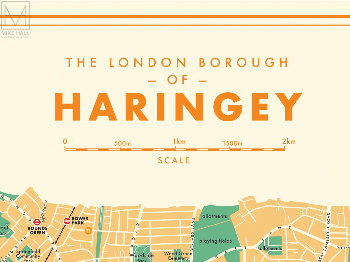 Haringey (london Borough) Retro Map Giclee Print - Etsy UK