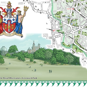Greenwich (london Borough) Illustrated Map Giclee Print - Etsy