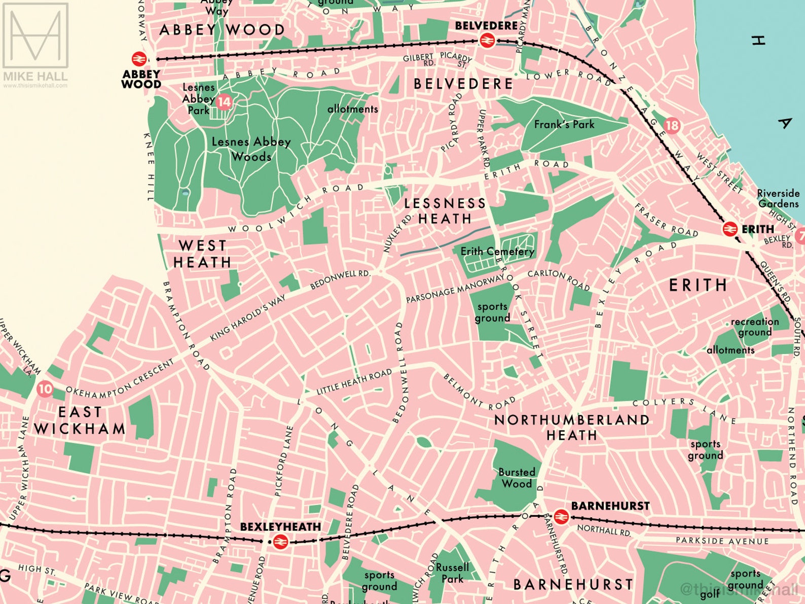 Bexley london Borough Retro Map Giclee Print - Etsy