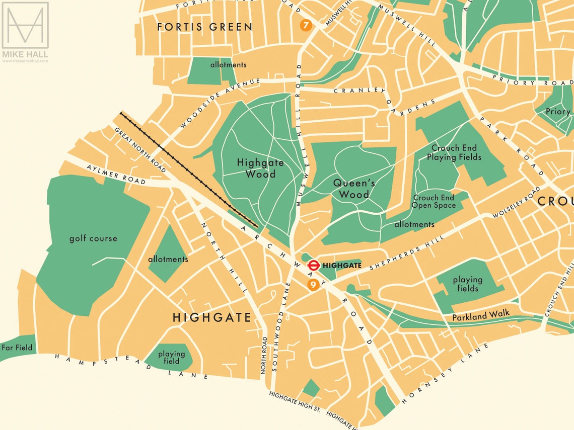 Haringey london Borough Retro Map Giclee Print - Etsy