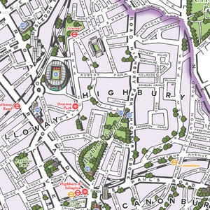 Islington london Borough Illustrated Map Giclee Print - Etsy