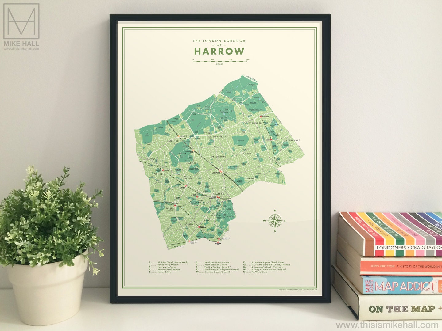 Harrow london Borough Retro Map Giclee Print - Etsy