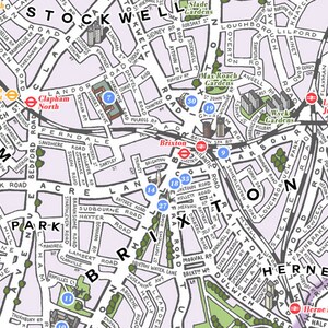 Lambeth london Borough Illustrated Map Giclee Print - Etsy