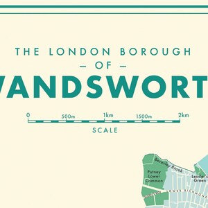 Wandsworth (london Borough) Retro Map Giclee Print - Etsy