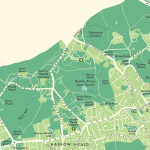 Harrow (london Borough) Retro Map Giclee Print - Etsy