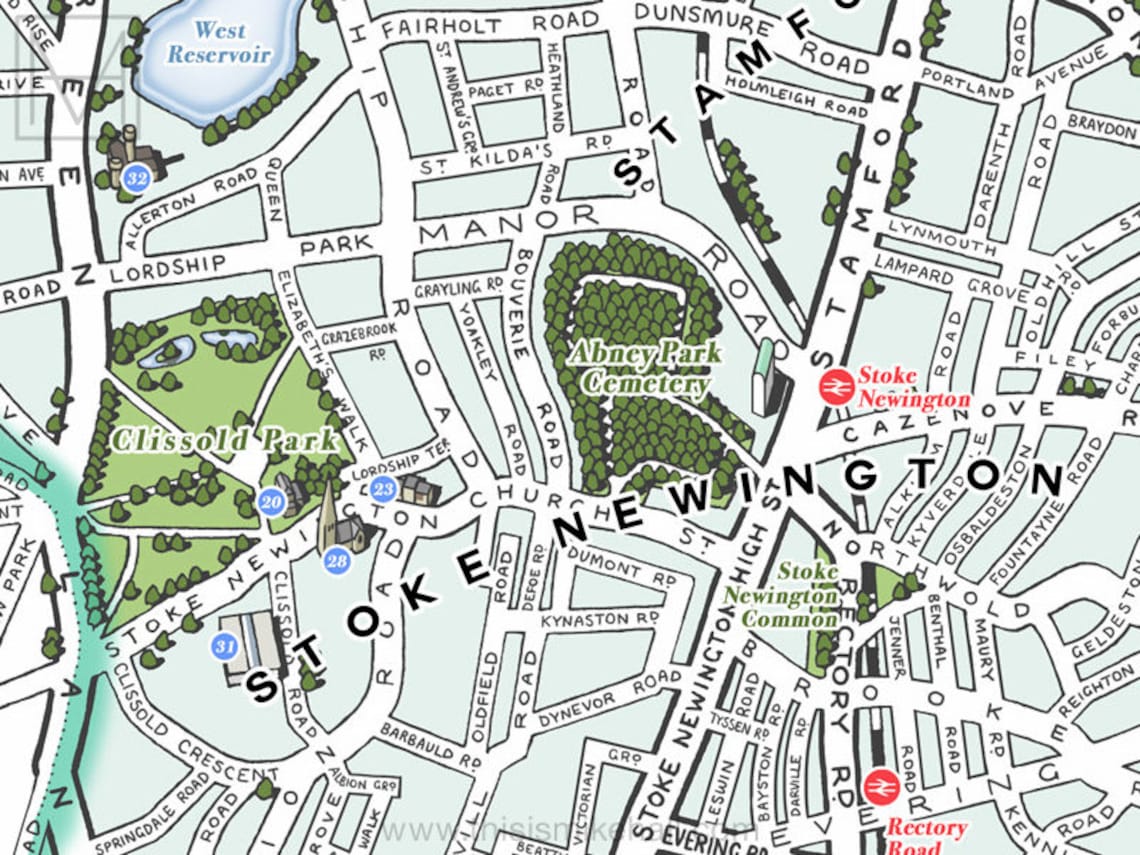 Hackney london Borough Illustrated Map Giclee Print - Etsy