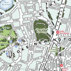 Hackney london Borough Illustrated Map Giclee Print - Etsy
