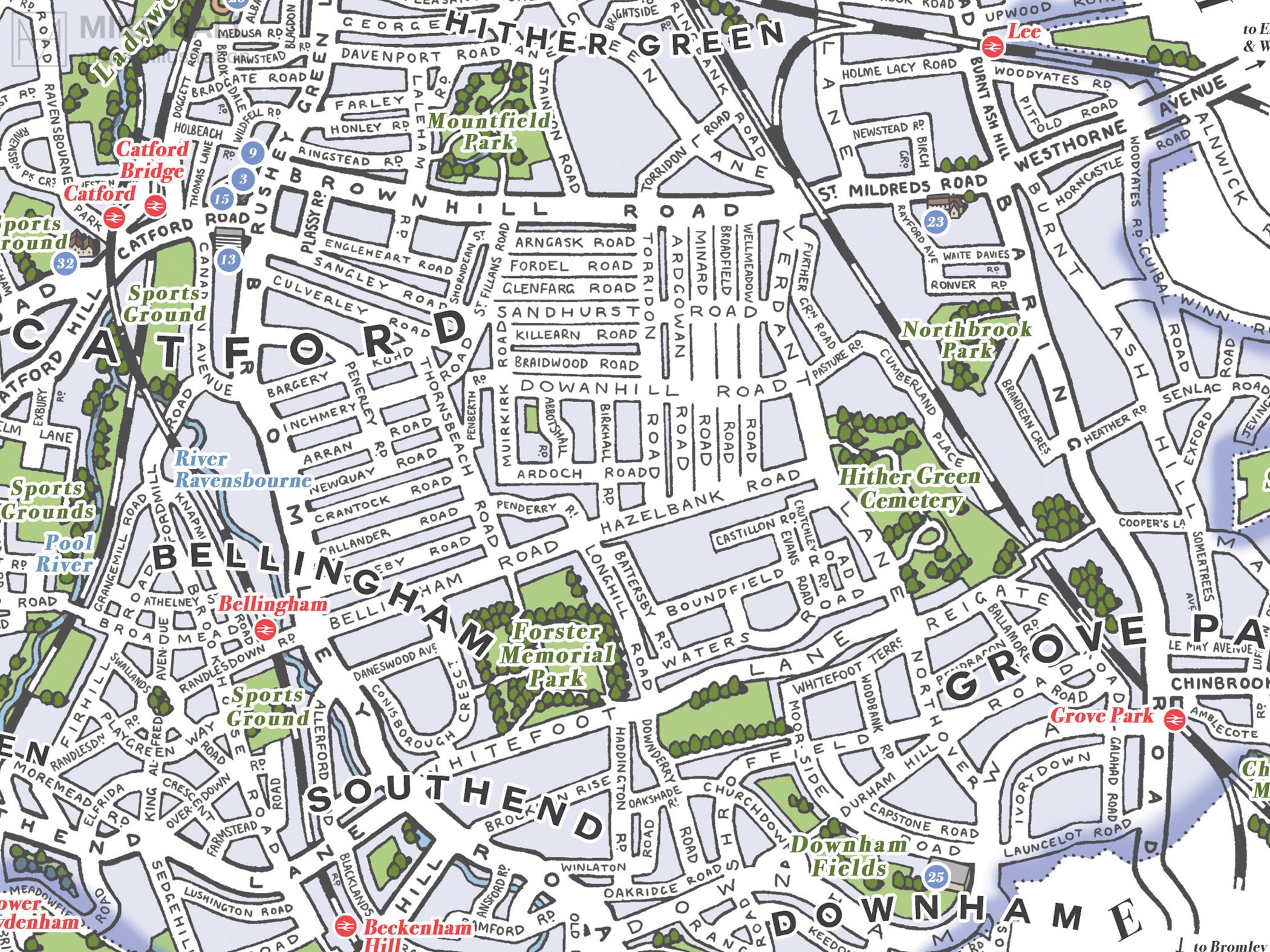 Lewisham (london Borough) Illustrated Map Giclee Print - Etsy