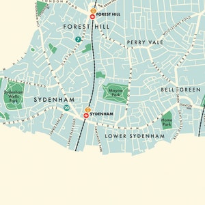 Lewisham (london Borough) Retro Map Giclee Print - Etsy