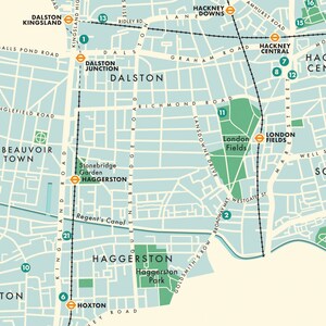 Hackney (london Borough) Retro Map Giclee Print - Etsy